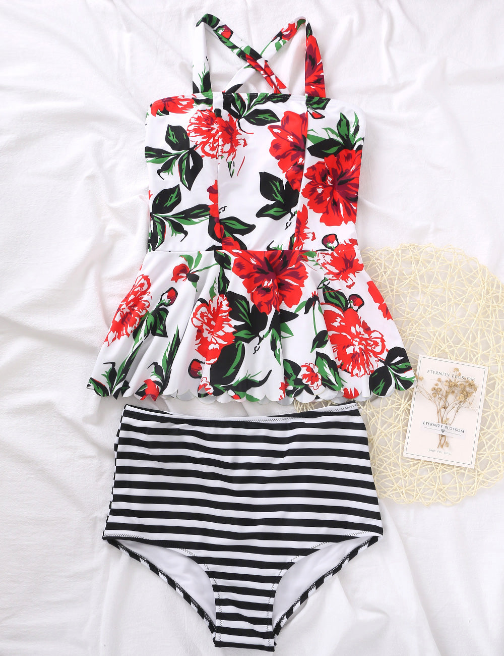 High Waist Ruffle Tankini Bikini Set